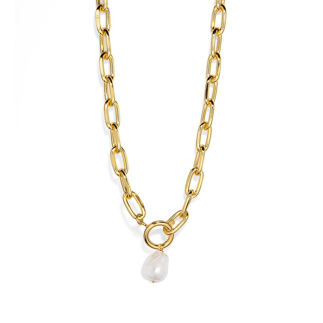 CHUNKY PEARL GOLD NECKLACE – Malandra Jewelry