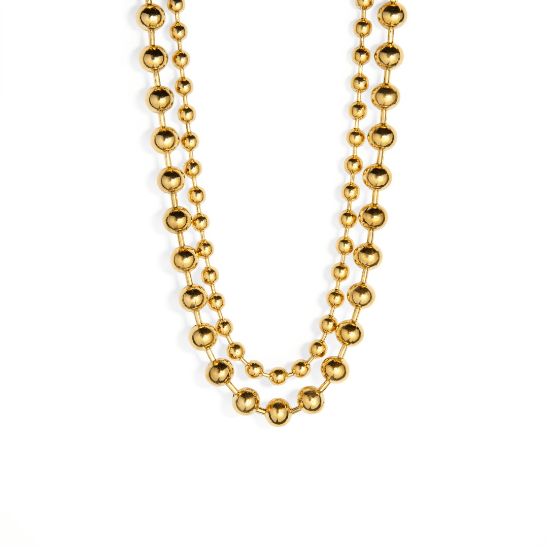 GOLDEN SPHERE DOUBLE NECKLACE – Malandra Jewelry