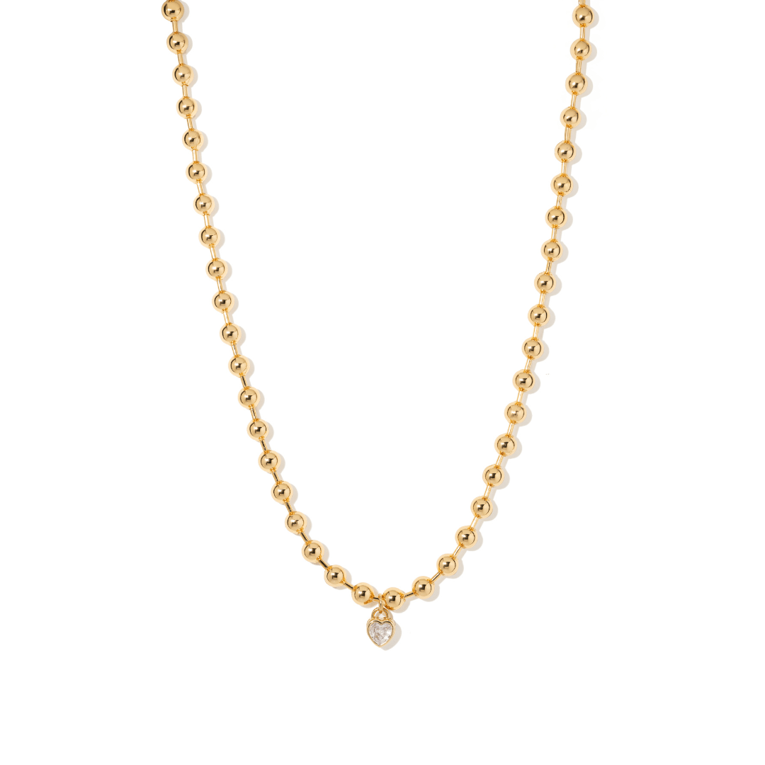 Collar con Corazón de Zirconia con Chapa de Oro 14k | Malandra Jewelry